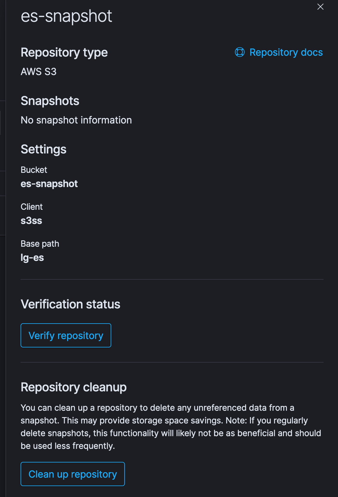 Elasticsearch snapshots at S3